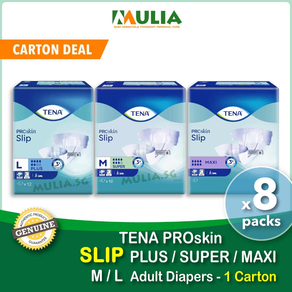 [1 carton] TENA PROskin SLIP Super / Maxi - M / L Size | Shopee Singapore