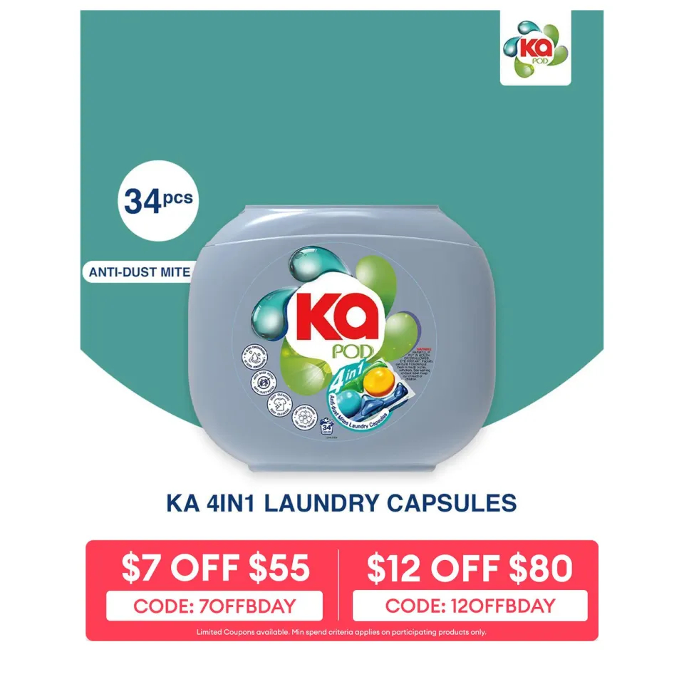KA 4in1 Laundry Capsules Anti-dust Mite (34 Pods) | Shopee Singapore