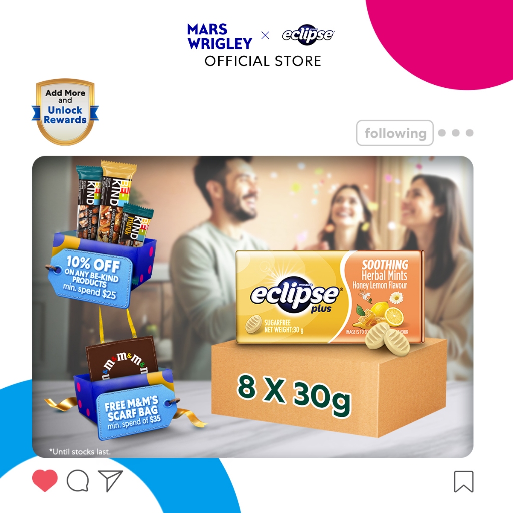 [BUNDLE OF 8] ECLIPSE PLUS Honey Lemon 30g [Snack/Candy/Sweet] [OUTER ...