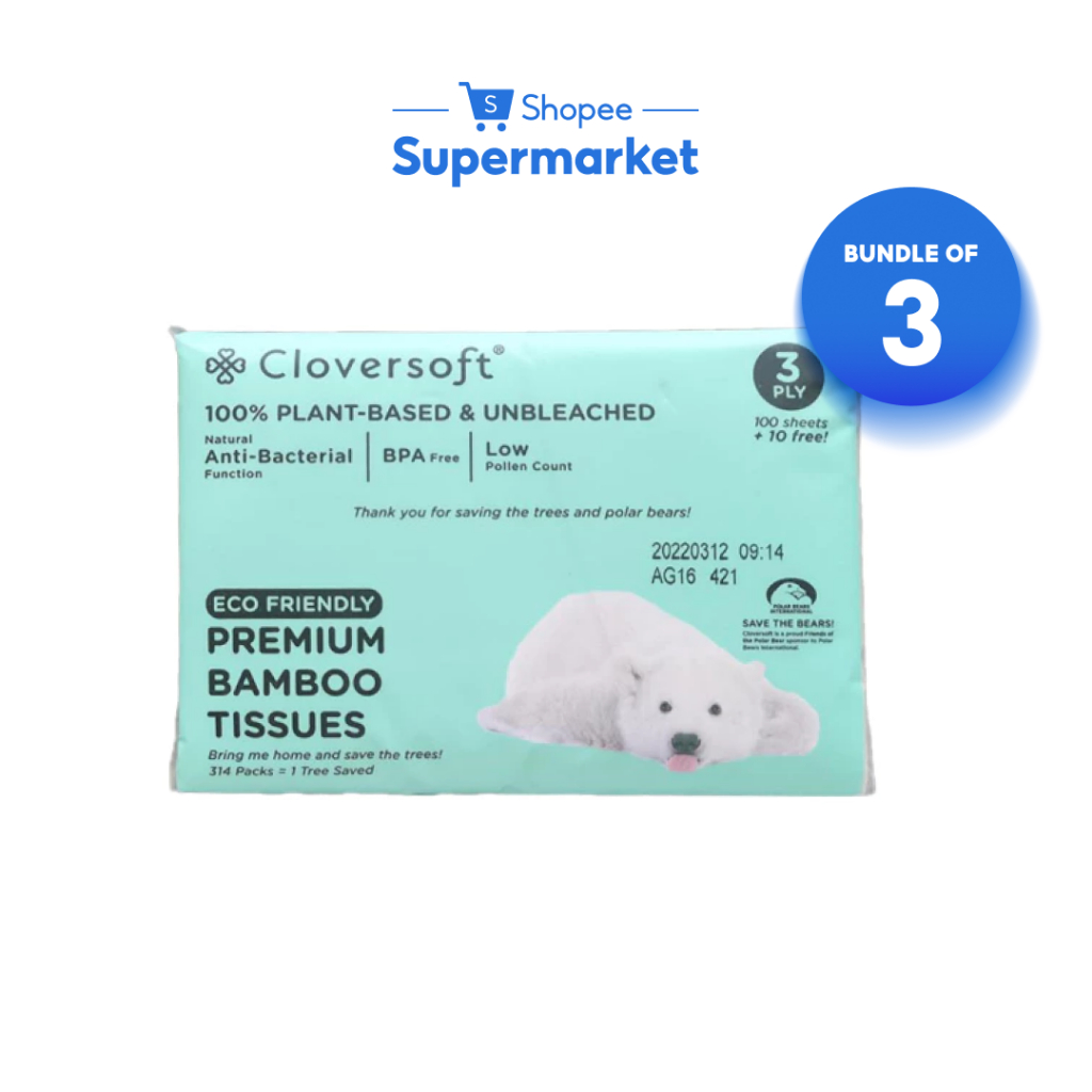 [Bundle of 3] Cloversoft Unbleached Bamboo Premium Travel Facial ...