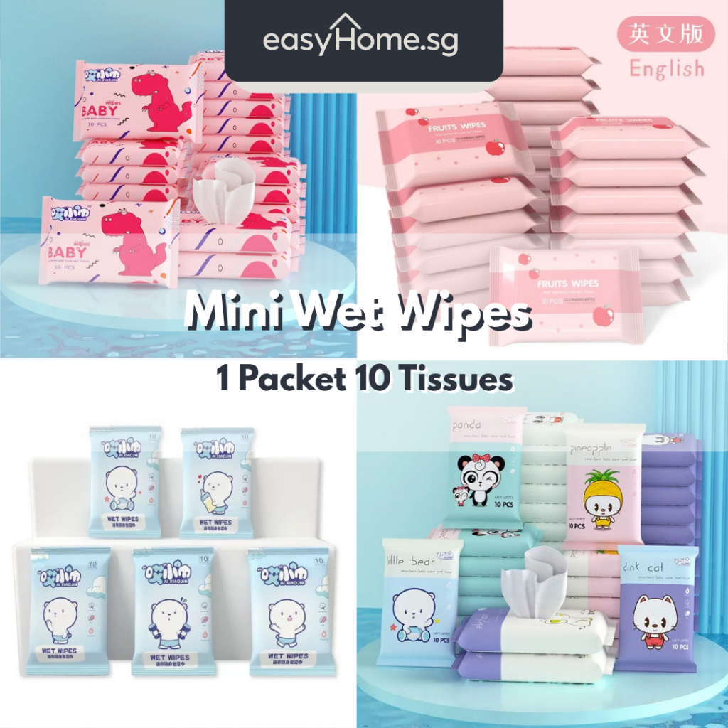 Easyhome.sg Mini Wet Wipes 1 Packet 10 tissue / Portable Baby Wipe ...