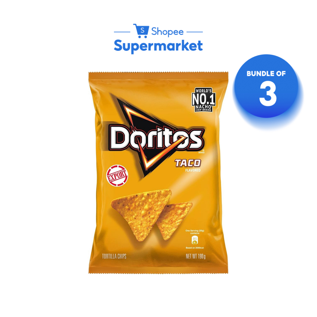 [Bundle of 3] Doritos Tortilla Chips Taco Flavoured (190g) | Shopee ...