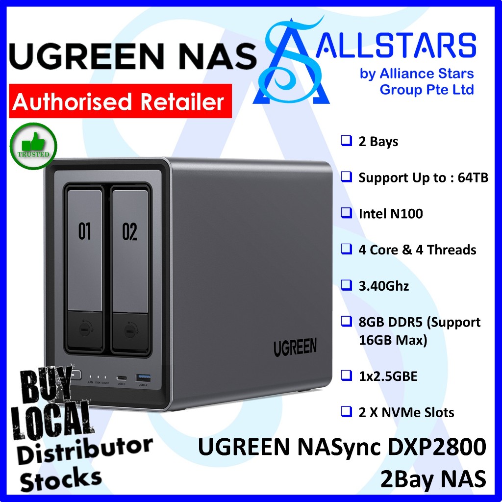 (ALLSTARS) UGREEN NASync DXP2800 2-bay NAS Intel N100 quad-core CPU ...