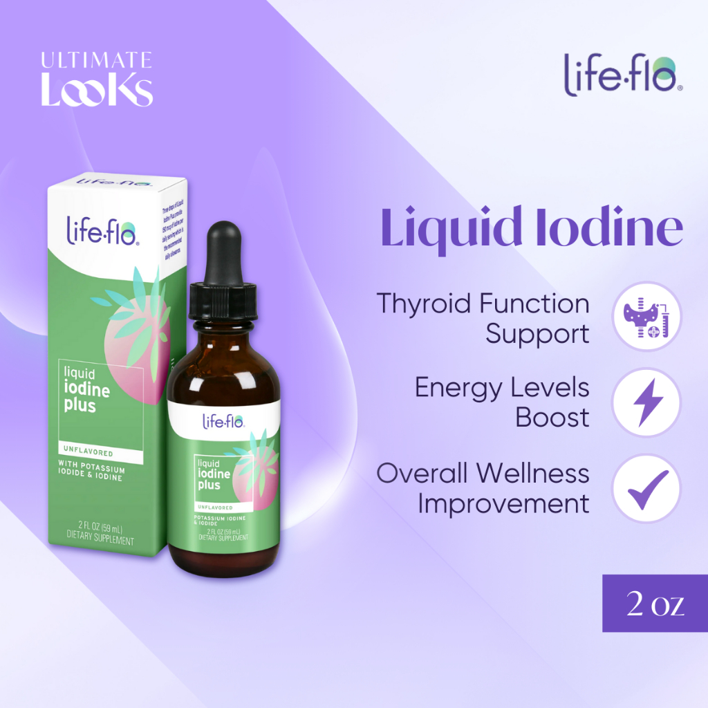 Life-flo, Liquid Iodine Plus, Thyroid Support Supplement, 2 fl oz (59 ...