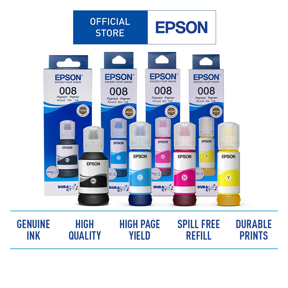 Epson 008 Genuine Ink Bottle for L15150, L15160, M15140 EcoTank Ink ...