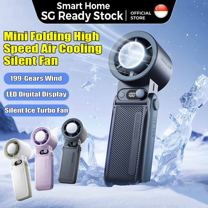 SG🔥 Mini Foldable Handheld Silent Fan 199-Gear High Speed Air Cooling ...