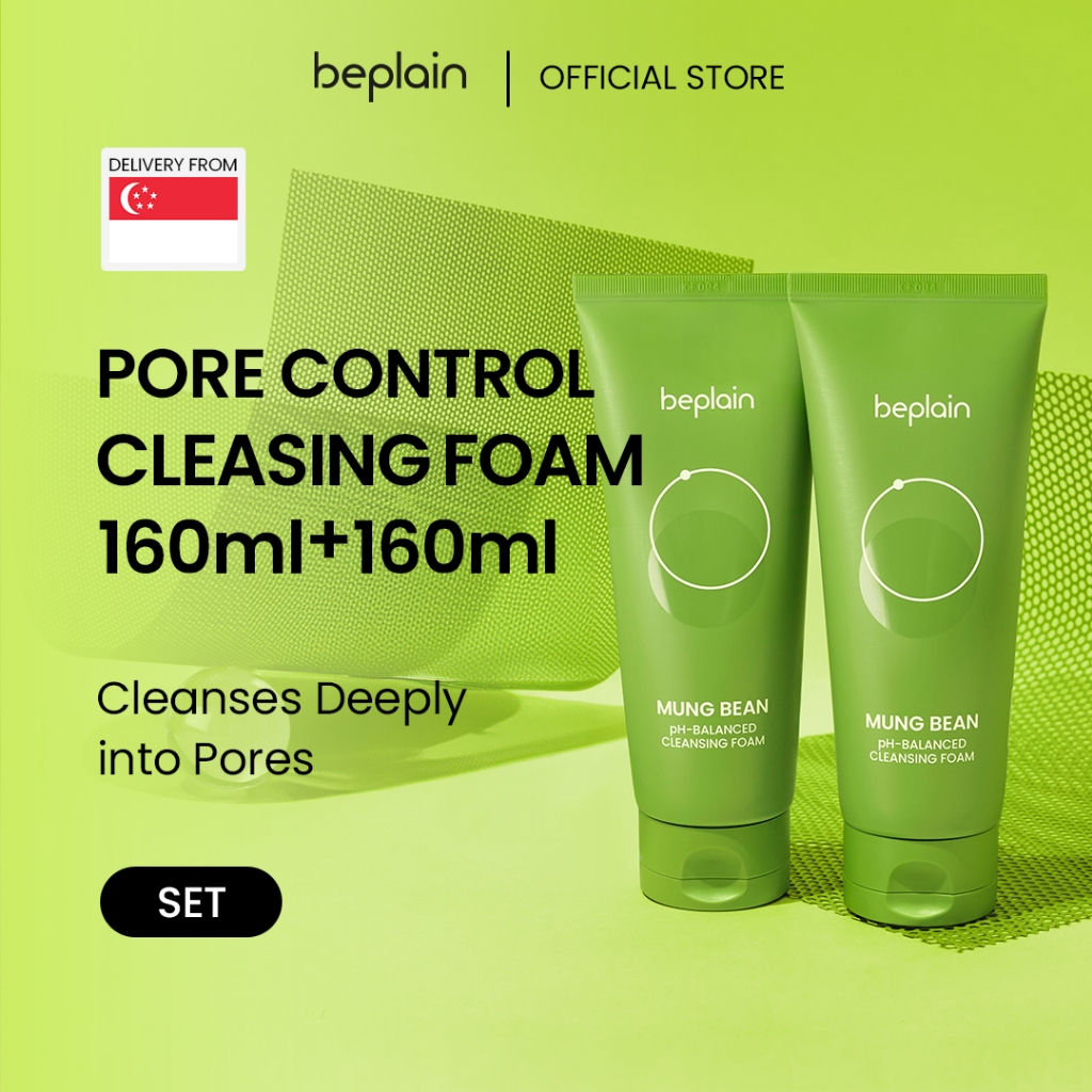[SET] BEPLAIN OFFICIAL MUNG BEAN pH-BALANCED CLEANSING FOAM 160ml+160ml ...