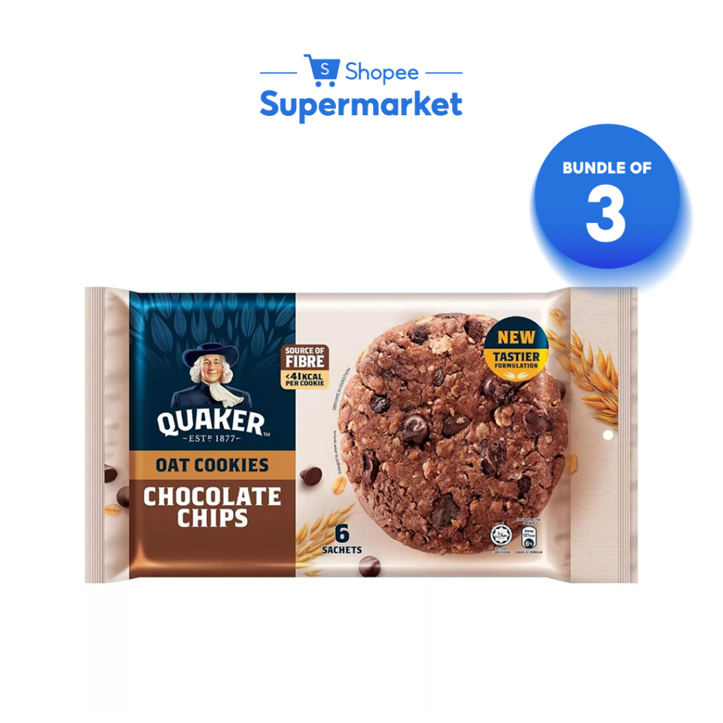 [Bundle of 3] Quaker Oatmeal Chocolate Chips Cookies (6x25g) | Shopee ...
