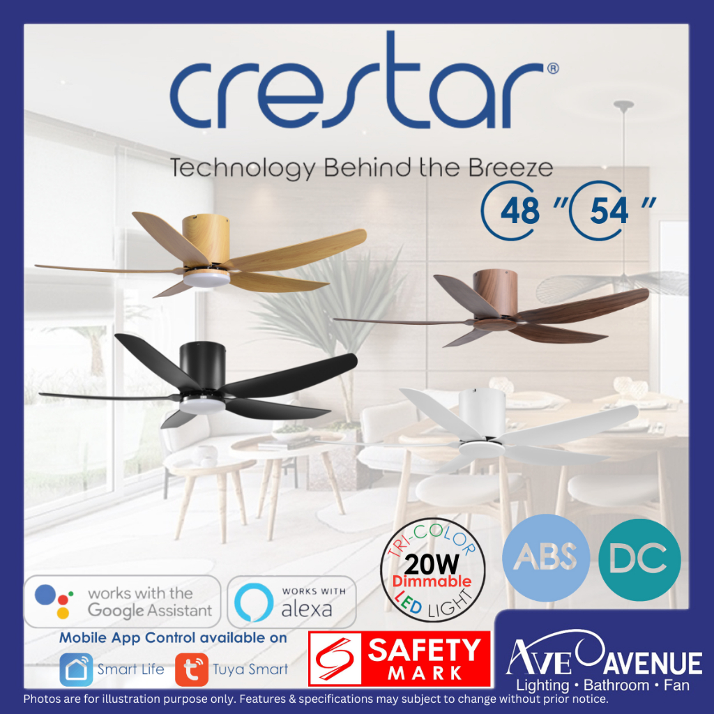 Crestar Altis+ SMART DC Motor 48/54 Inch 5Blades Hugger Ceiling Fan w ...