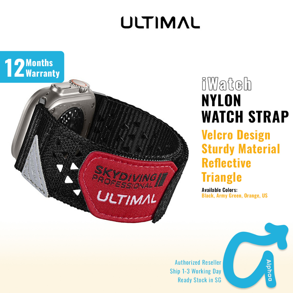 ULTIMAL Watch 49mm/45mm/44mm/42mm- Adjustable Extra-Wide Hook n Loop ...