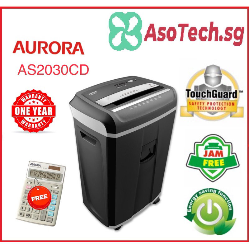 Aurora AS2030CD Paper Shredder Cross Cut 4x40mm 20 Sheets Shred CD ...
