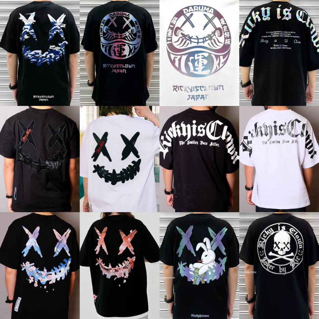 Authentic Rickyisclown RIC Ricky Is Clown Graphic Oversized T-shirts ...