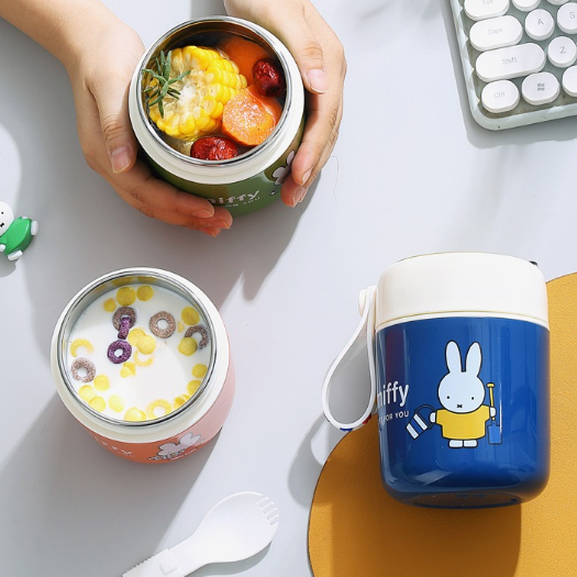 [SG Stock] Cute and Funny Miffy Thermal Food Jar Stainless Water Bottle Breakfast Cup Soup Cup ...