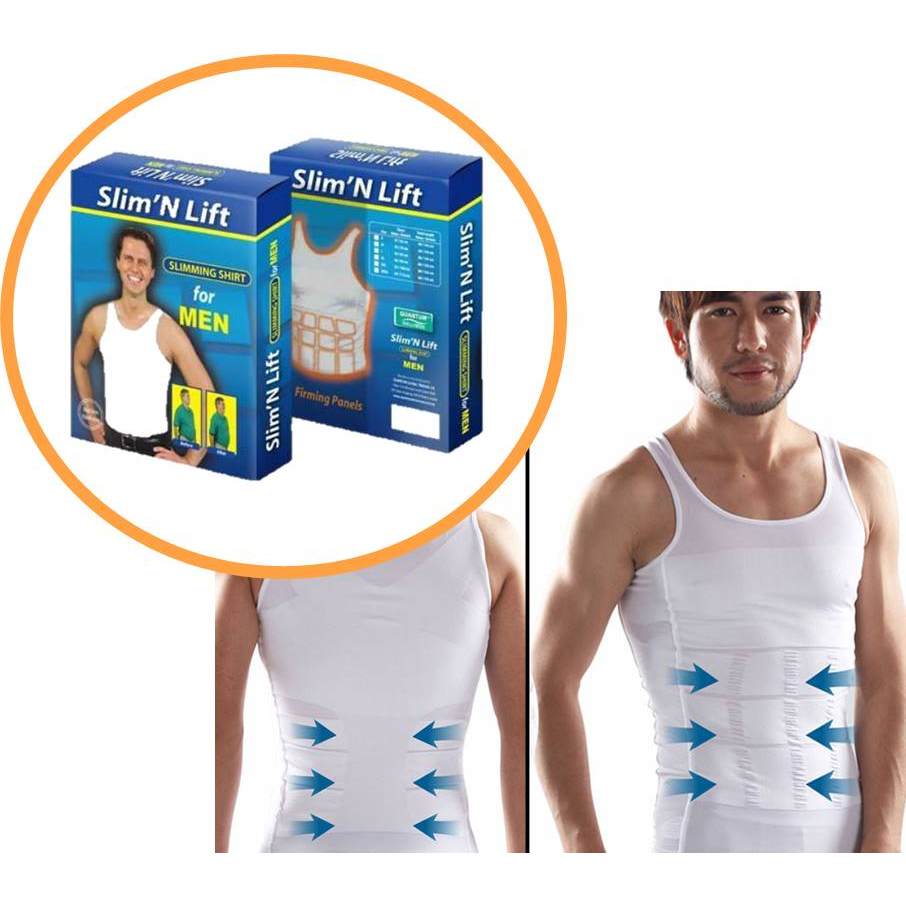 2 x Slim & Lift Slimming Singlet, Men Under-Garment Reduce Beer Belly ...