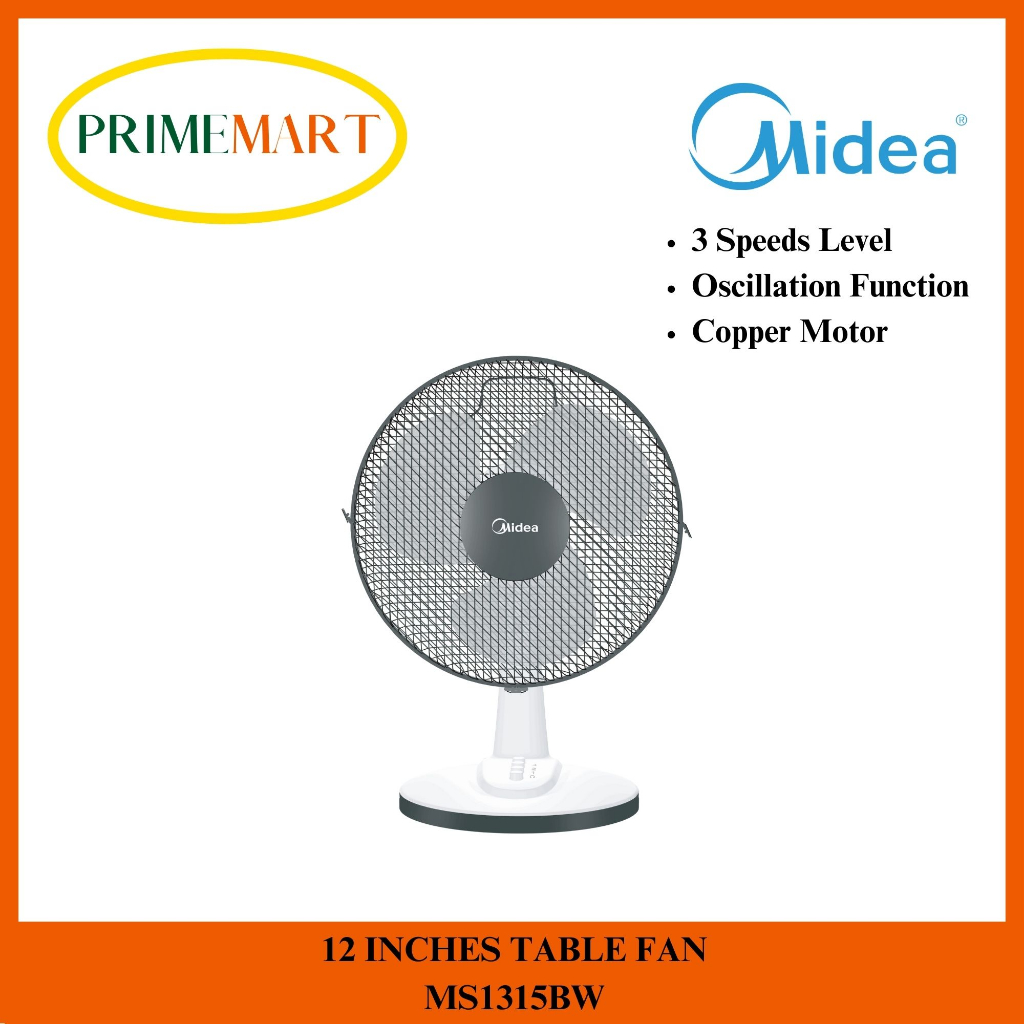 MIDEA MS1315BW 12 INCHES TABLE FAN - 2 YEARS MIDEA WARRANTY | Shopee ...