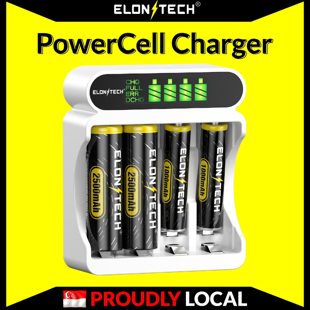 ELONXTECH - POWERCELL Rechargeable AA/AAA Batteries and Charger ...