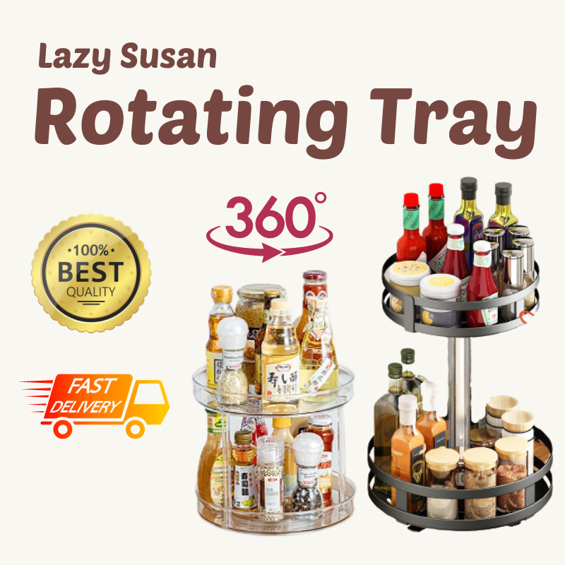 [6Type] Steel Plastic Lazy Susan Rotating Tray for Seasoning ...