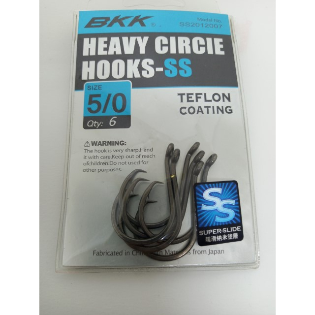 BKK Black King Kong Heavy Circle Telfon Coating Fishing Hook Hooks ...
