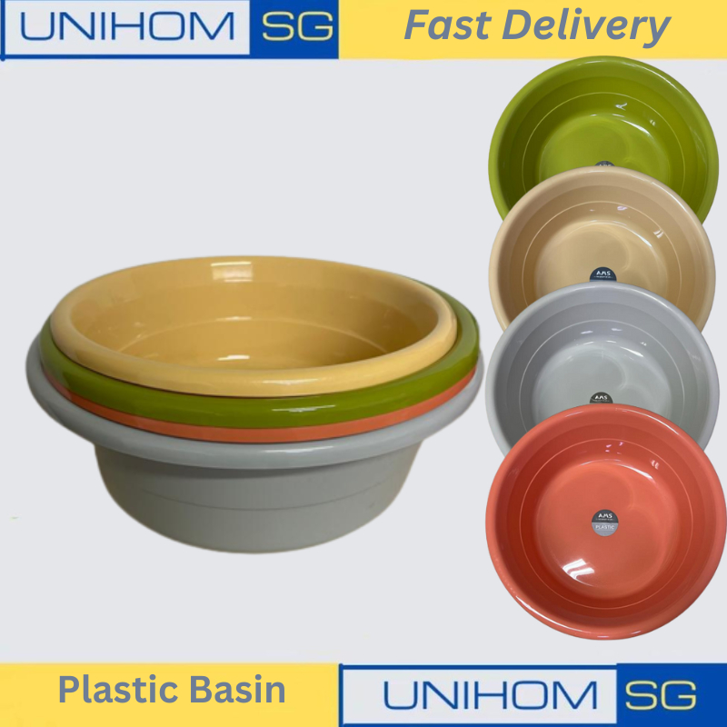 UnihomSG Multipurpose Portable Plastic Basin Bucket Laundry Tub Solid ...