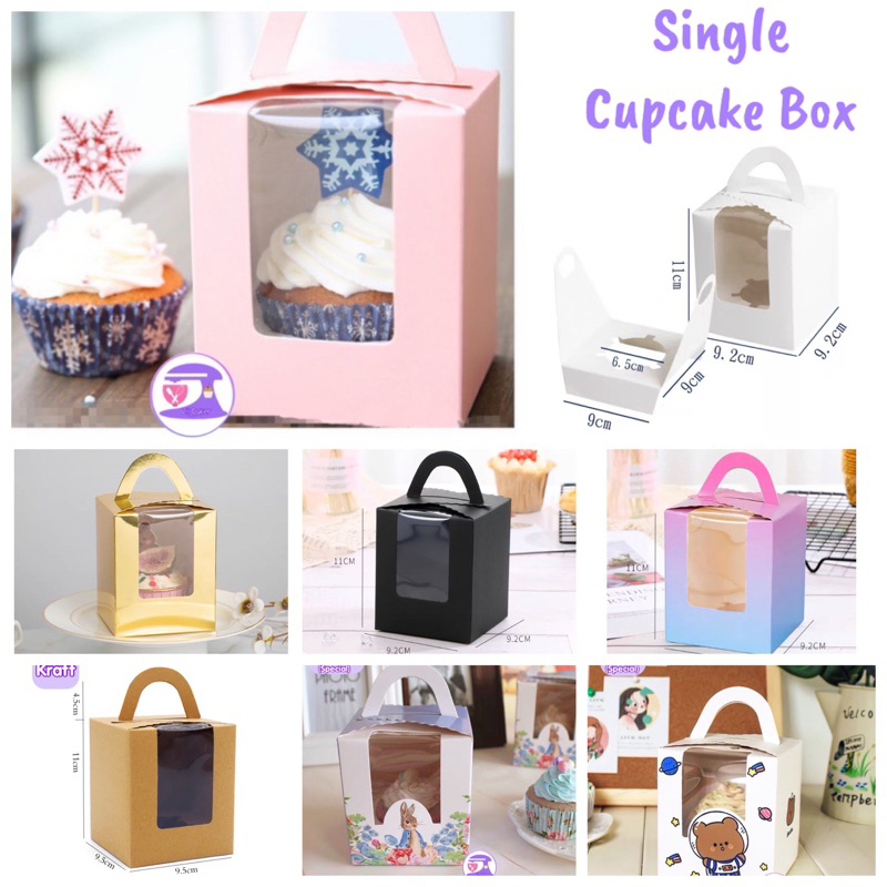 [LIL BUBBA] SINGLE CUPCAKE BOX MUFFIN BOX SQUARE BOX | Shopee Singapore