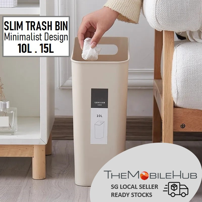 Minimalist Slim Trash Bin Dustbin without Cover Simple Design Kitchen ...