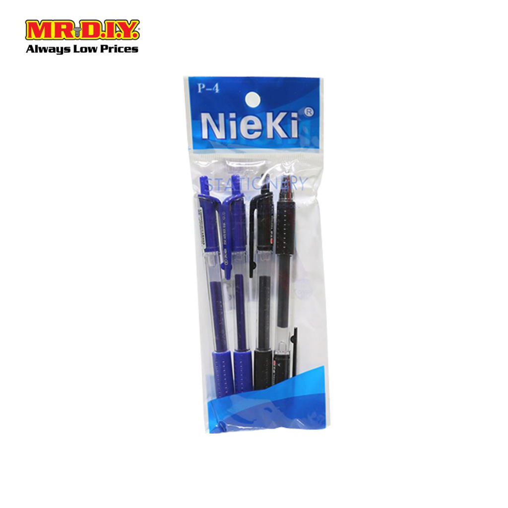 (MR.DIY) Nieki Black and Blue Gel Pen 31220 0.5mm (4pcs) | Shopee Singapore