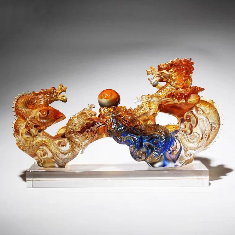 Gu Fa Liu Li LIULI Nine Dragons playing Fire Ball Pearl Ru Yi Ruyi with ...