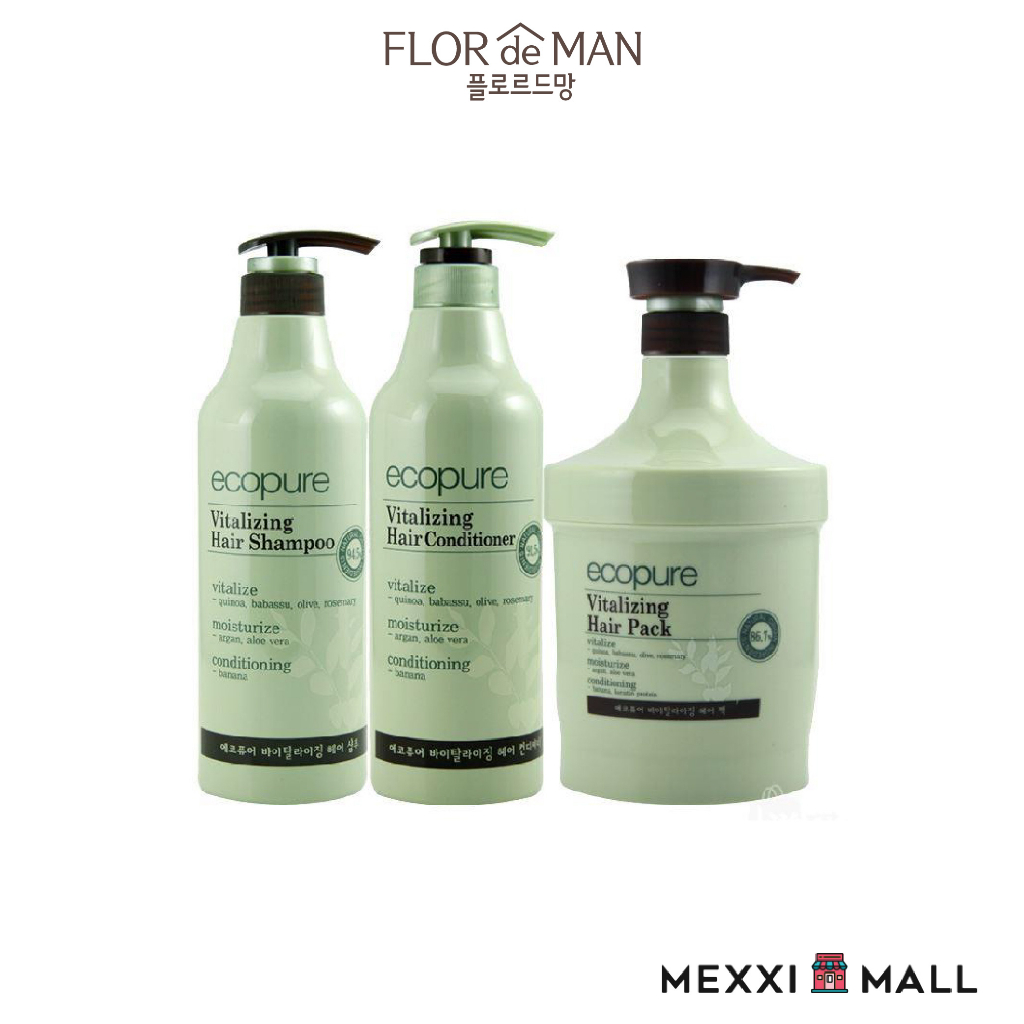 [Flor De Man] Ecopure Vitalizing Hair Shampoo / Conditioner / Hair Pack ...