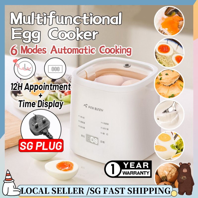 SG READY STOCK Electric Egg Boiler Egg Cooker Breakfast Steamer Auto Power-off 6 Modes Of ...