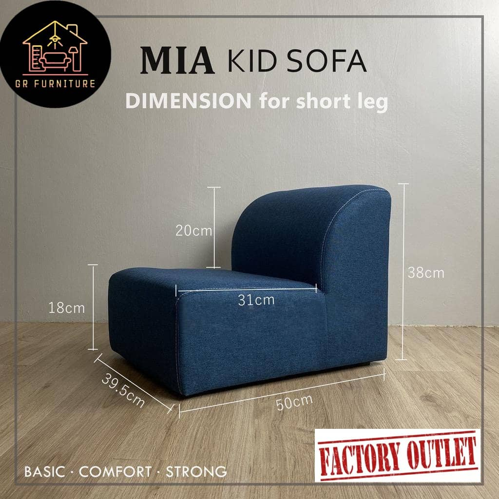 GR Furniture 1 Seater MIA Kids Sofa Short Leg Fabric Sofa Armchair Comfort Sofa | Shopee Singapore