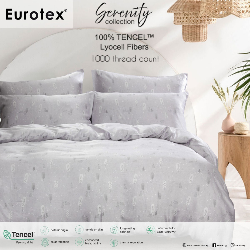 Eurotex Serenity, 1000 Thread Count, 100% TENCEL™ Fibers, Fitted Bedsheet Set / Bedset, Bunny ...
