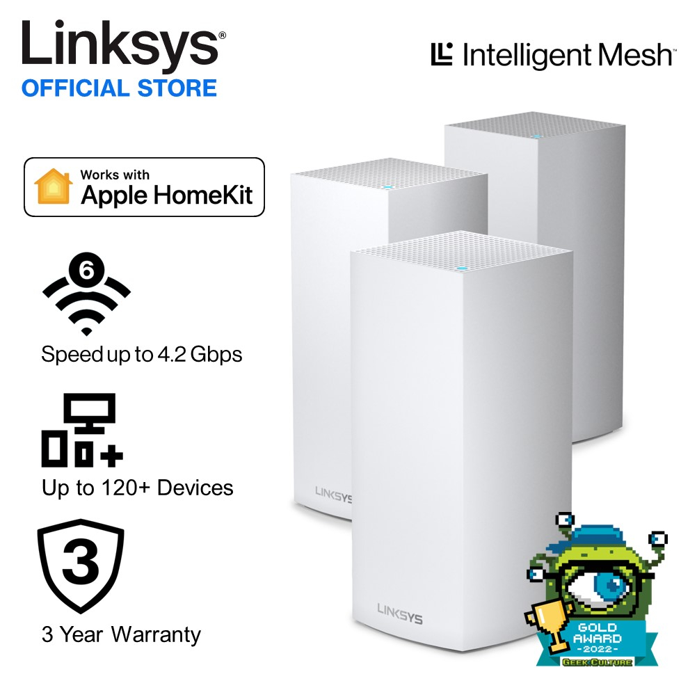 Linksys Velop AX4200 Tri-Band WiFi 6 Mesh System (3 Pack, MX12600), Tri ... Linksys Velop AX4200 Tri-Band WiFi 6 Mesh System (3 Pack, MX12600), Tri ...