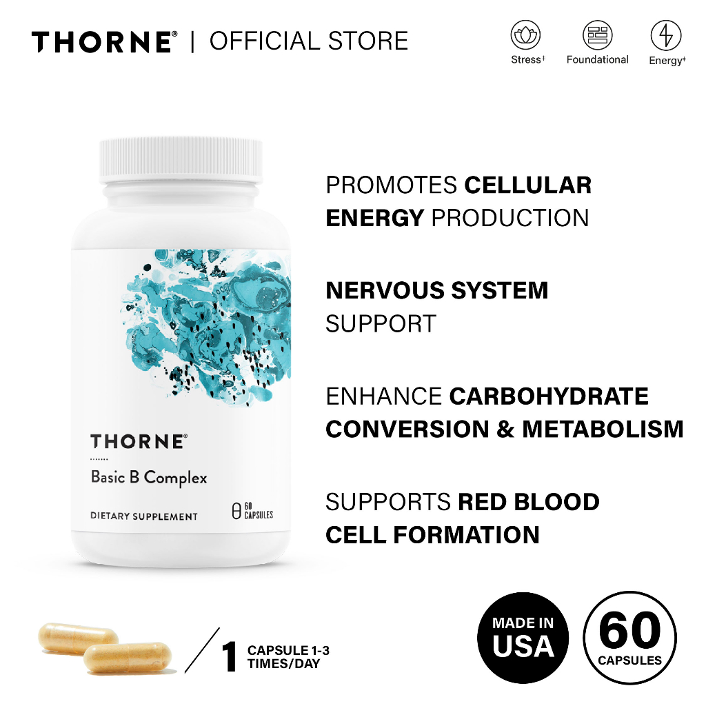 Thorne Basic B Complex 60 Capsule | Shopee Singapore