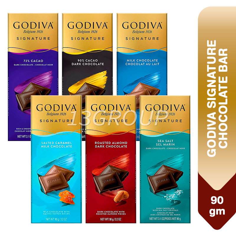 Godiva Signature Dark Chocolate Bar Milk Almond Assorted, 90g | Shopee ...