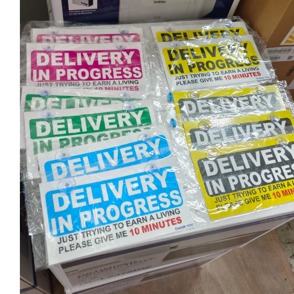 [SG SELLER] Delivery In Progress Car Sign 22cm x 12cm with suction ...