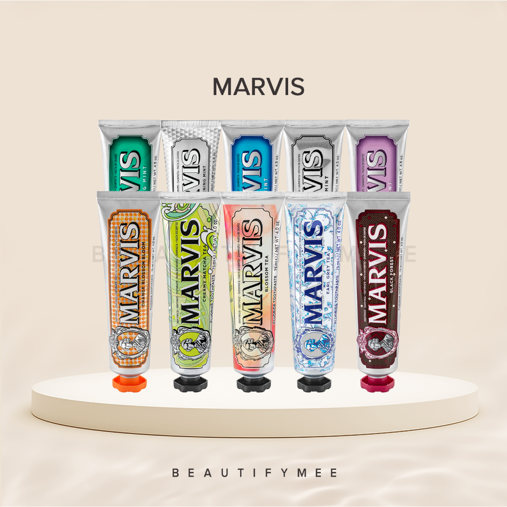 Marvis Toothpaste Collection (Blossom Tea, Classic Strong Mint, Creamy ...