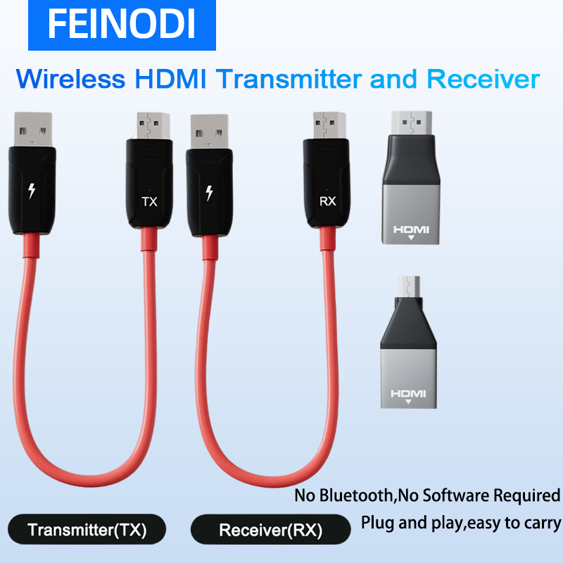 FEINODI Wireless HDMI Transmitter&Receiver Set 1080P Mirroring wireless ...