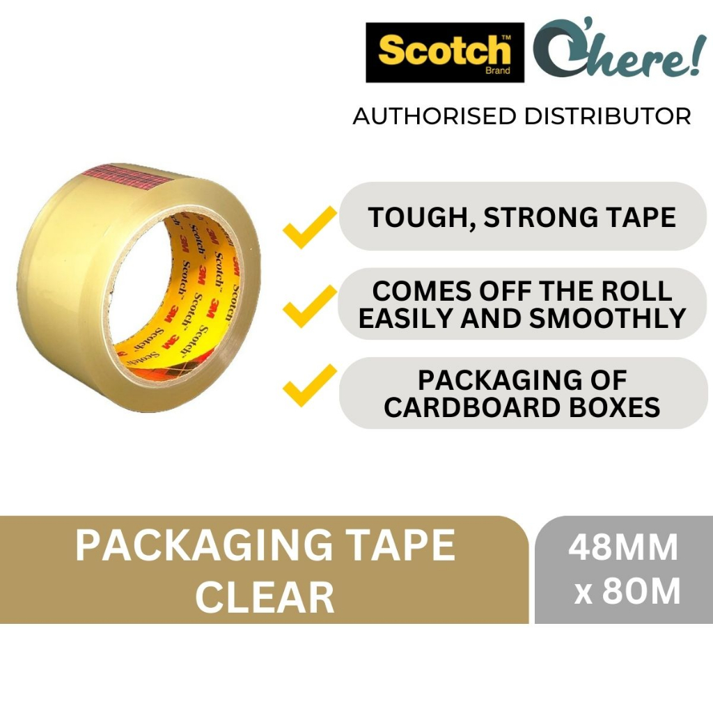3M Scotch Packaging Tape Clear 48mm x 80m (Bundle of 6) | Shopee Singapore