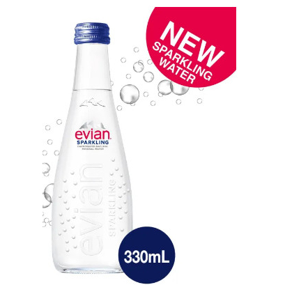 Evian Sparkling Carbonated Natural Mineral Water 330ML/Sparkling Carbonated Natural Mineral ...