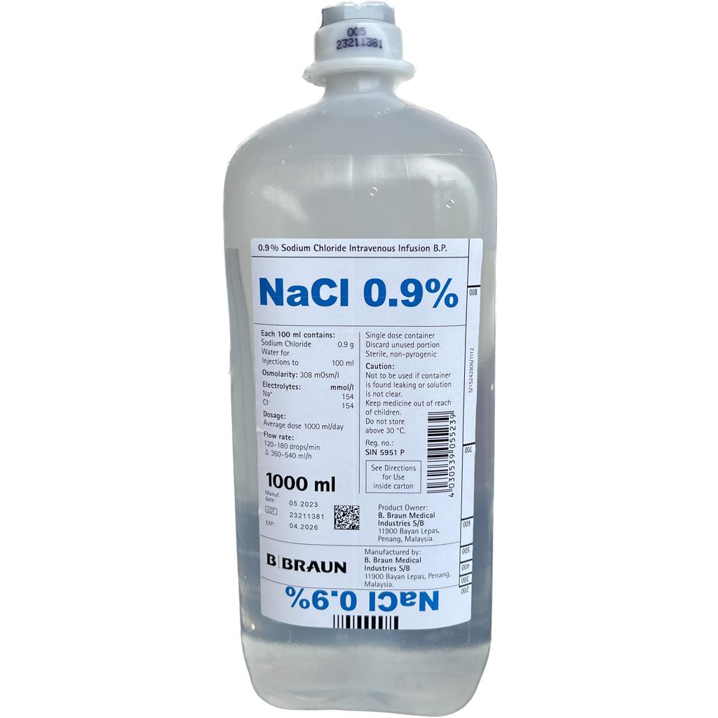 B.Braun 0.9% Sodium Chloride Intravenous Infusion B.P. (1000ml ...