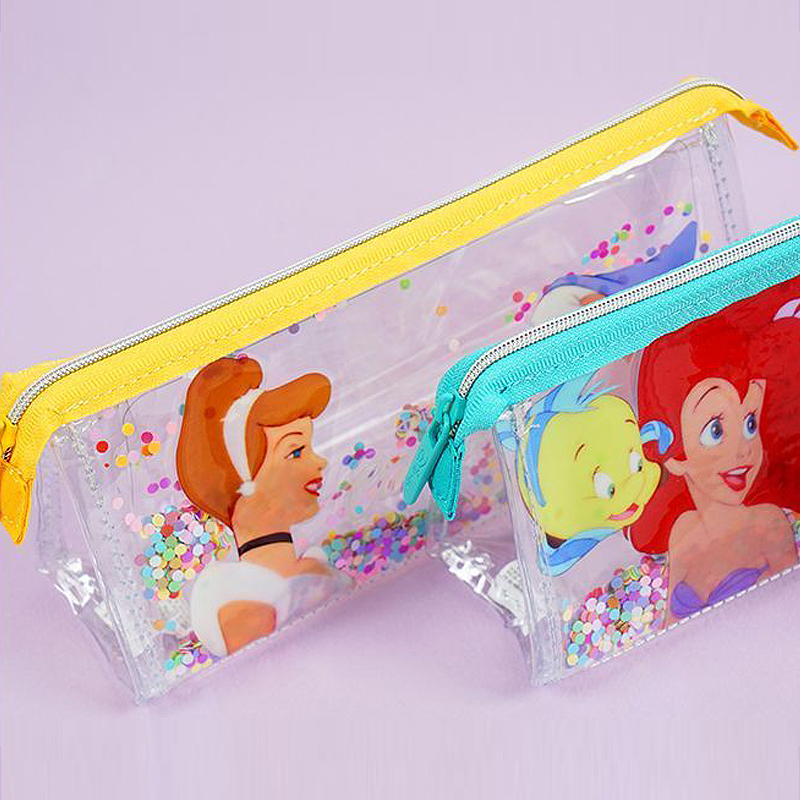 Disney Princess Ariel Cinderella Transparent Spangle Pencil Case Cute ...