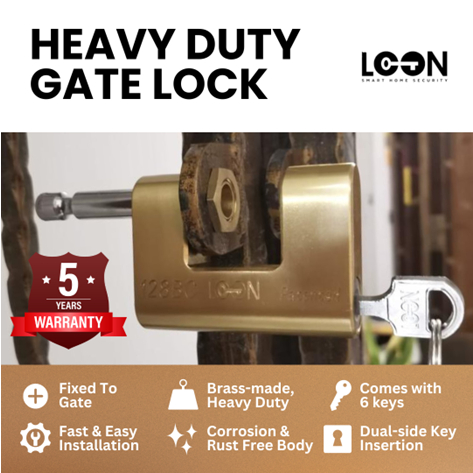 [SG SELLER] LOONLOCK HDB Gate Lock / PadLock (ART.128BC) BC (5yrs ...