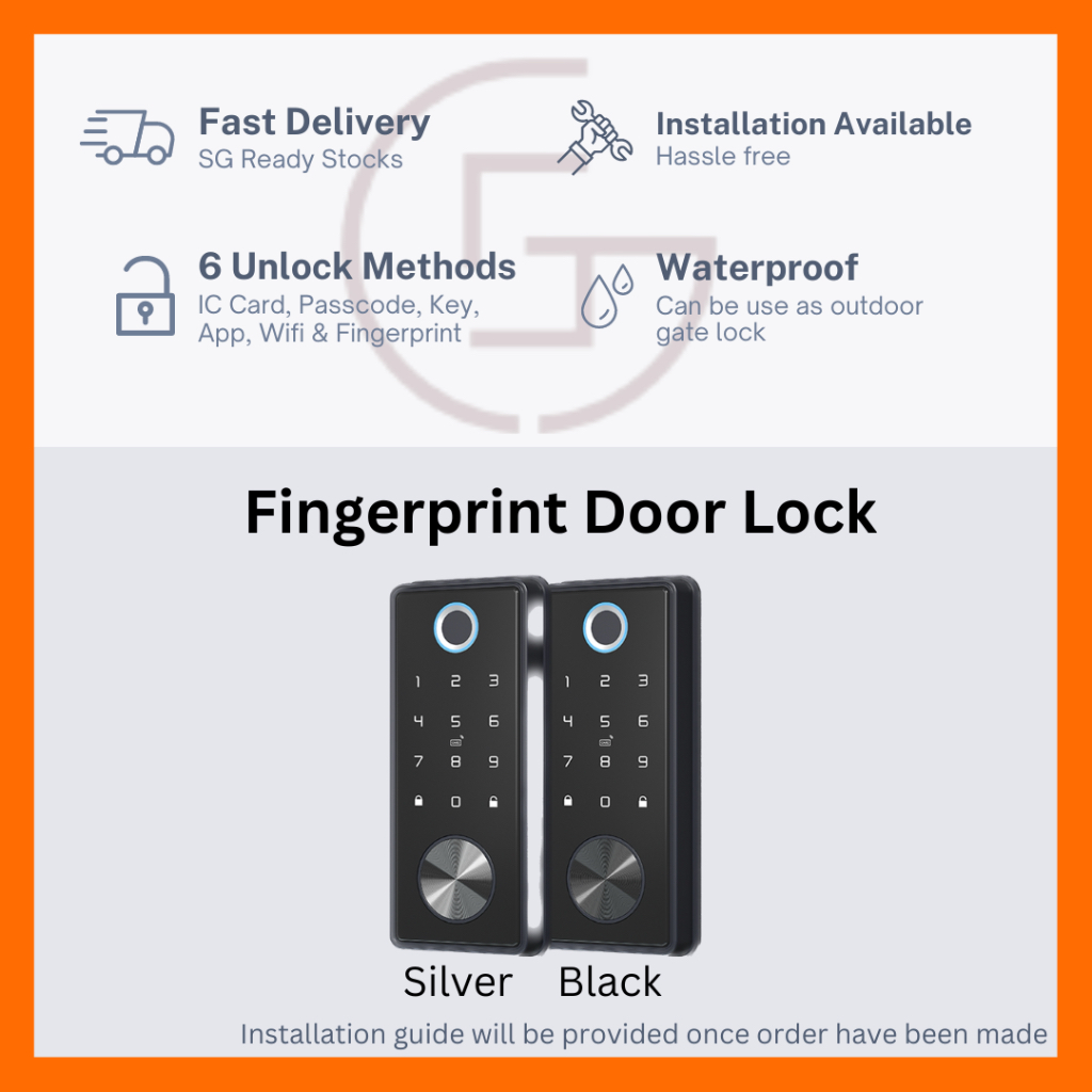 GSC Tuya Smart Fingerprint Door lock (Black) | Shopee Singapore