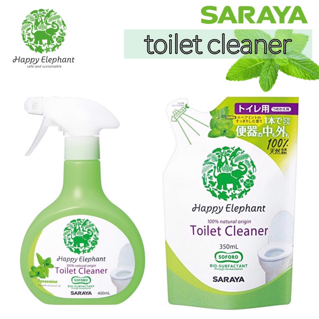 Saraya Happy Elephant Toilet Cleaner【Bottle・Refill】Spearmint scent,100% ...