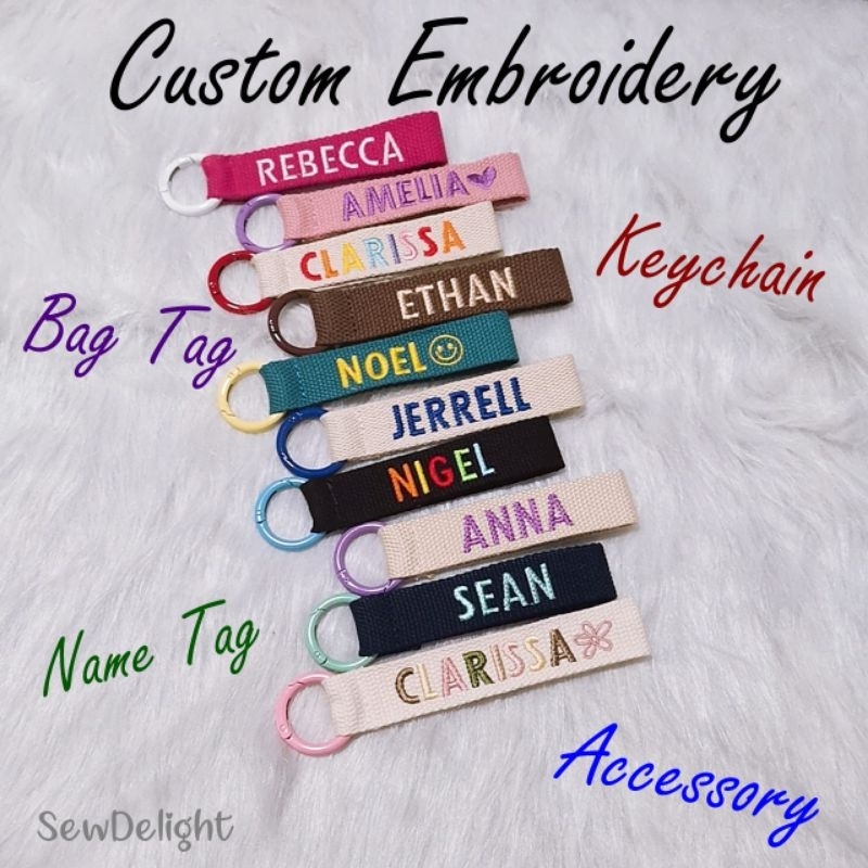 Embroidery name tag/bag tag /ID tag/keychain/teacher kids gifts ...