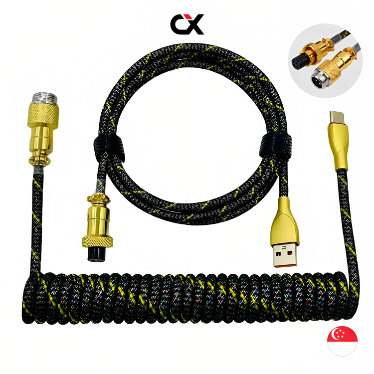 (SG) Double Sleeved Coiled Aviator USB-C Keyboard Cable Mechanical ...