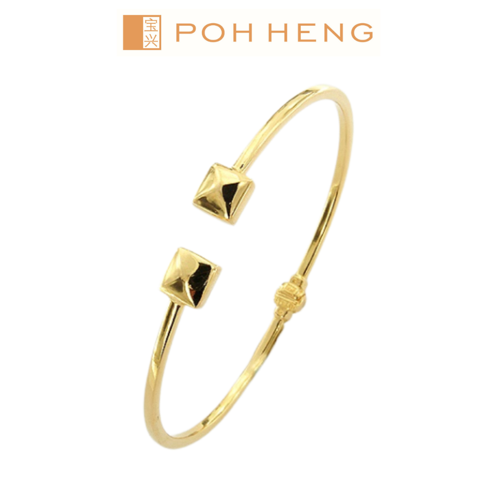 POH HENG Jewellery 22K Duo Cube Bangle in Yellow Gold [Price By Weight ...