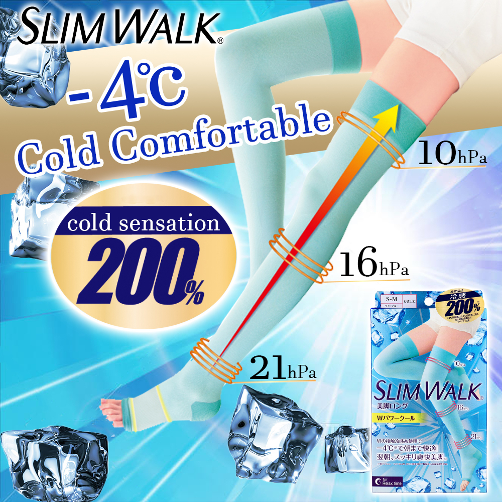 SLIM WALK JAPAN [NEW] Cool Knee High Socks chilling sensation 20 times ...
