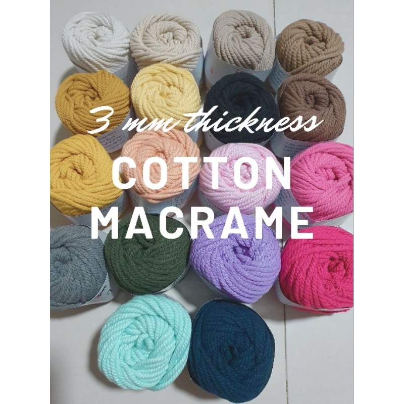COTTON MACRAME CORD TWISTED 3MM thickness rope yarn crochet knitting ...