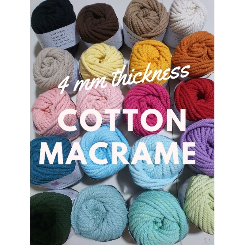 COTTON MACRAME CORD TWISTED 4MM thickness rope yarn crochet knitting ...